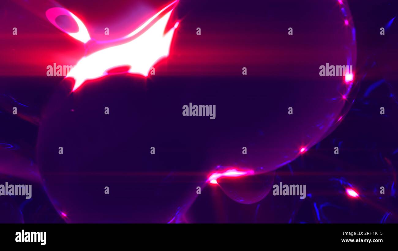 purple transparent film balls shining with horizontal flares - abstract ...