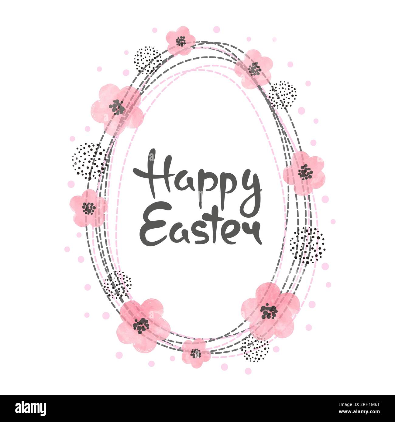 Easter card design with egg shaped floral frame Stock Vector Image ...