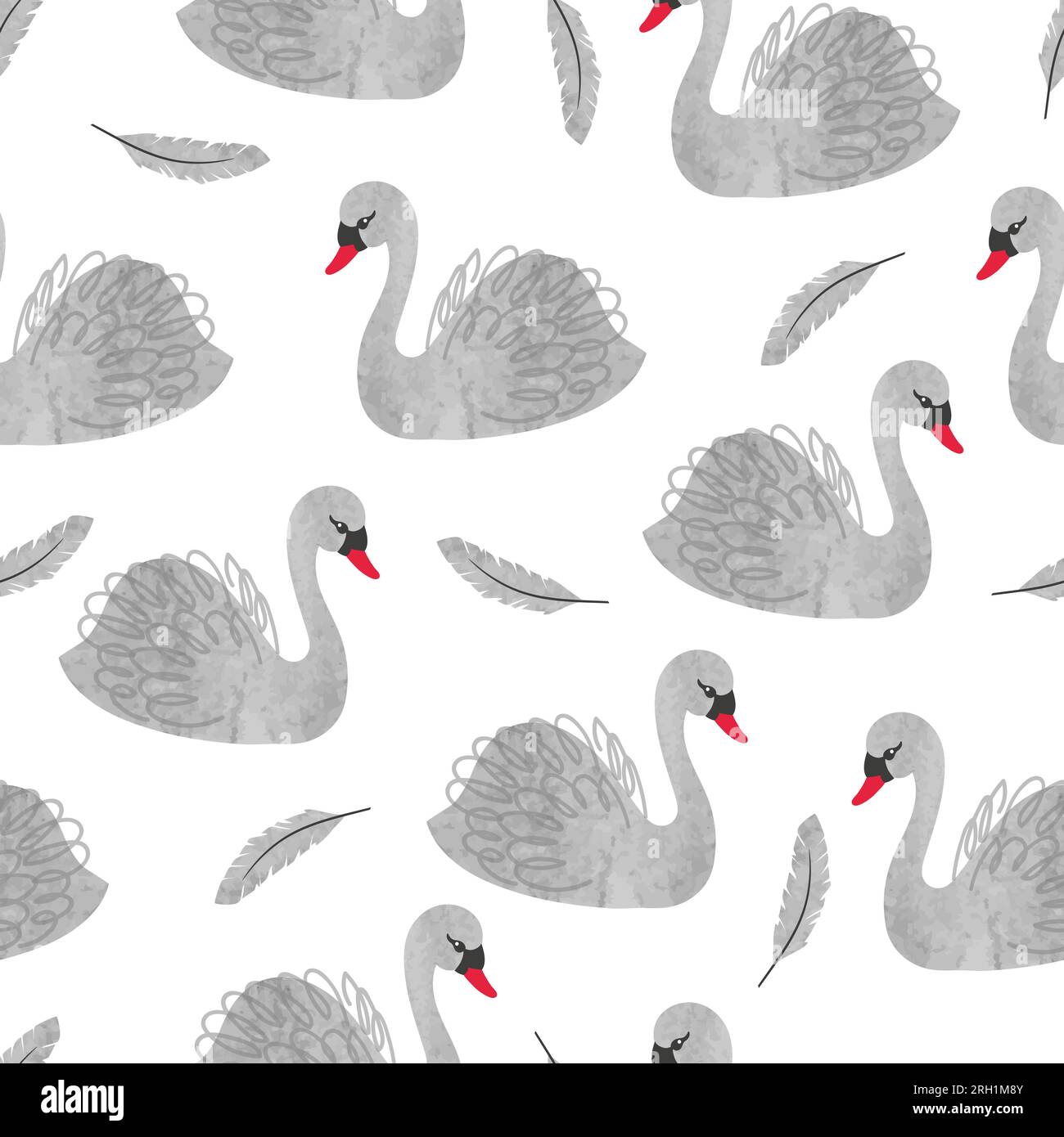Seamless vector watercolor beautiful swan pattern Stock Vector Image ...