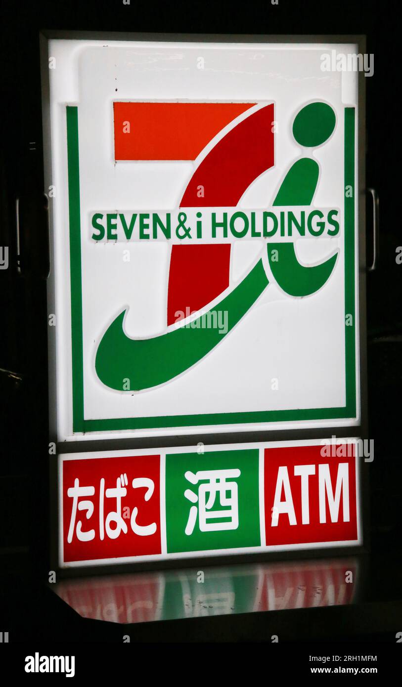 The logo of 7-Eleven is seen in Shinjuku Ward, Tokyo on June 15, 2022 ...