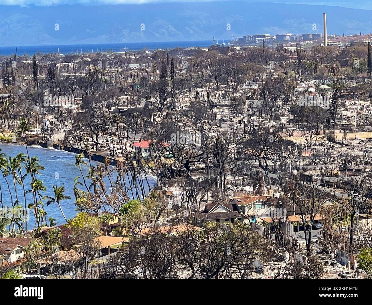 Aerial photographs of Lahaina, Hawaii after the catastrophic wildfires ...