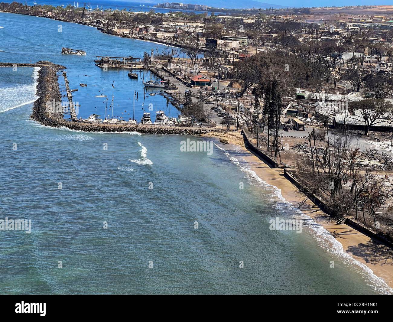 Aerial photographs of Lahaina, Hawaii after the catastrophic wildfires ...