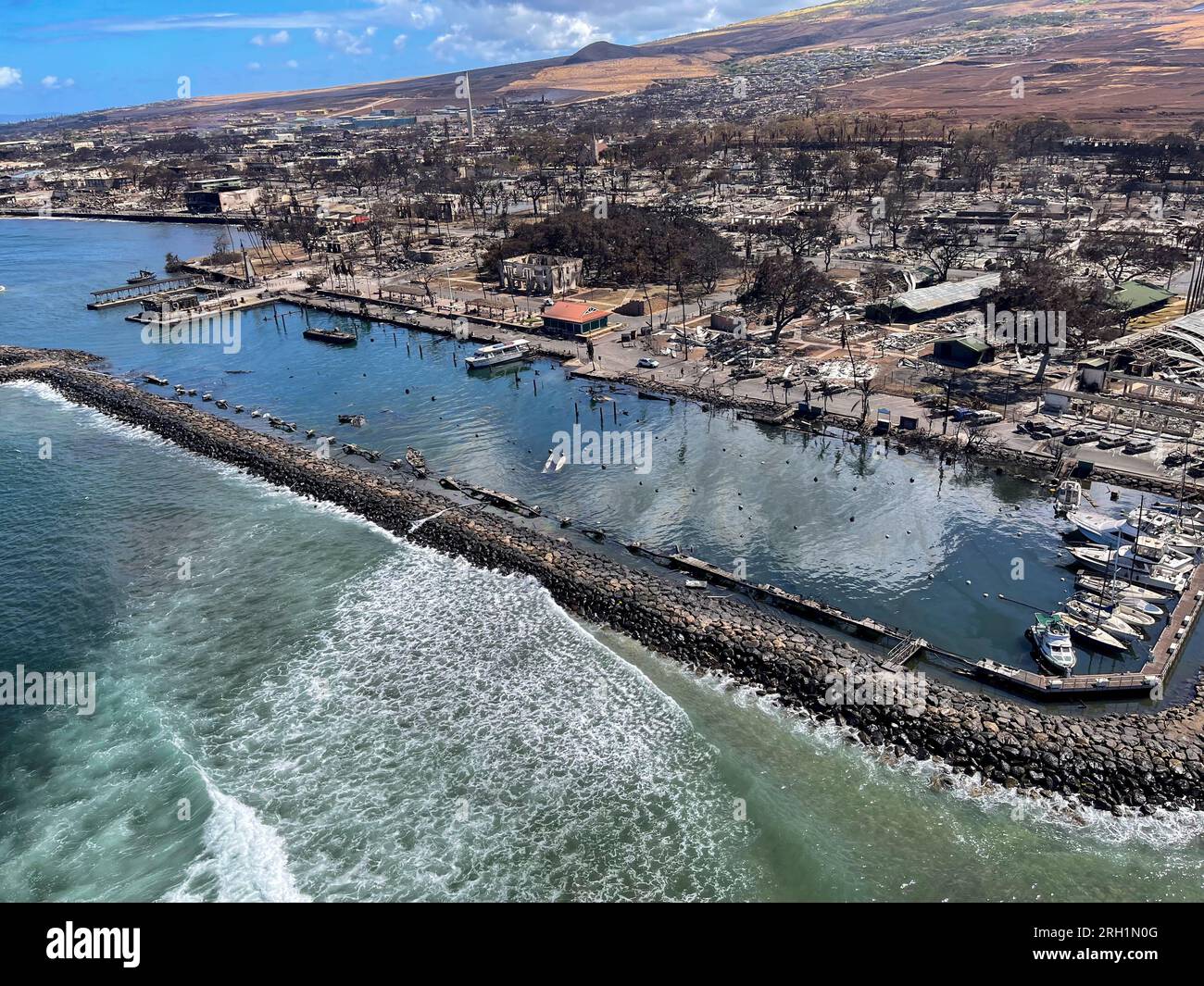 Aerial photographs of Lahaina, Hawaii after the catastrophic wildfires ...