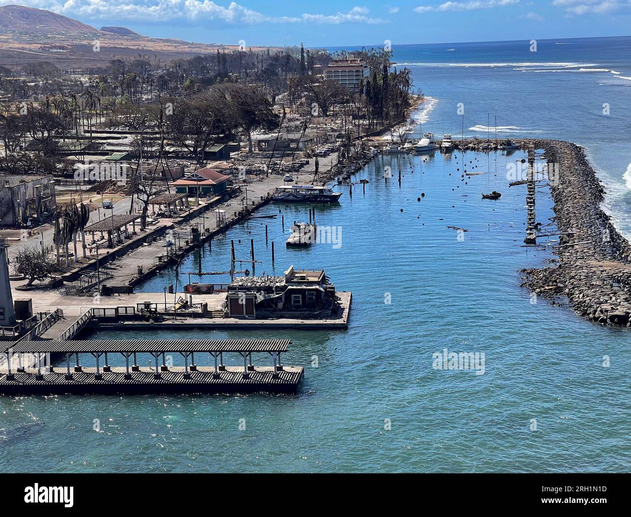 Aerial photographs of Lahaina, Hawaii after the catastrophic wildfires ...