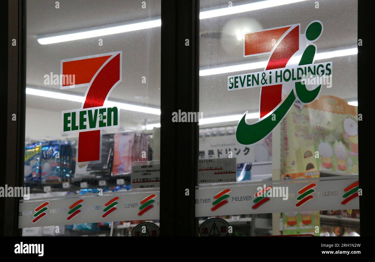 The logo of 7-Eleven is seen in Shinjuku Ward, Tokyo on June 15, 2022 ...