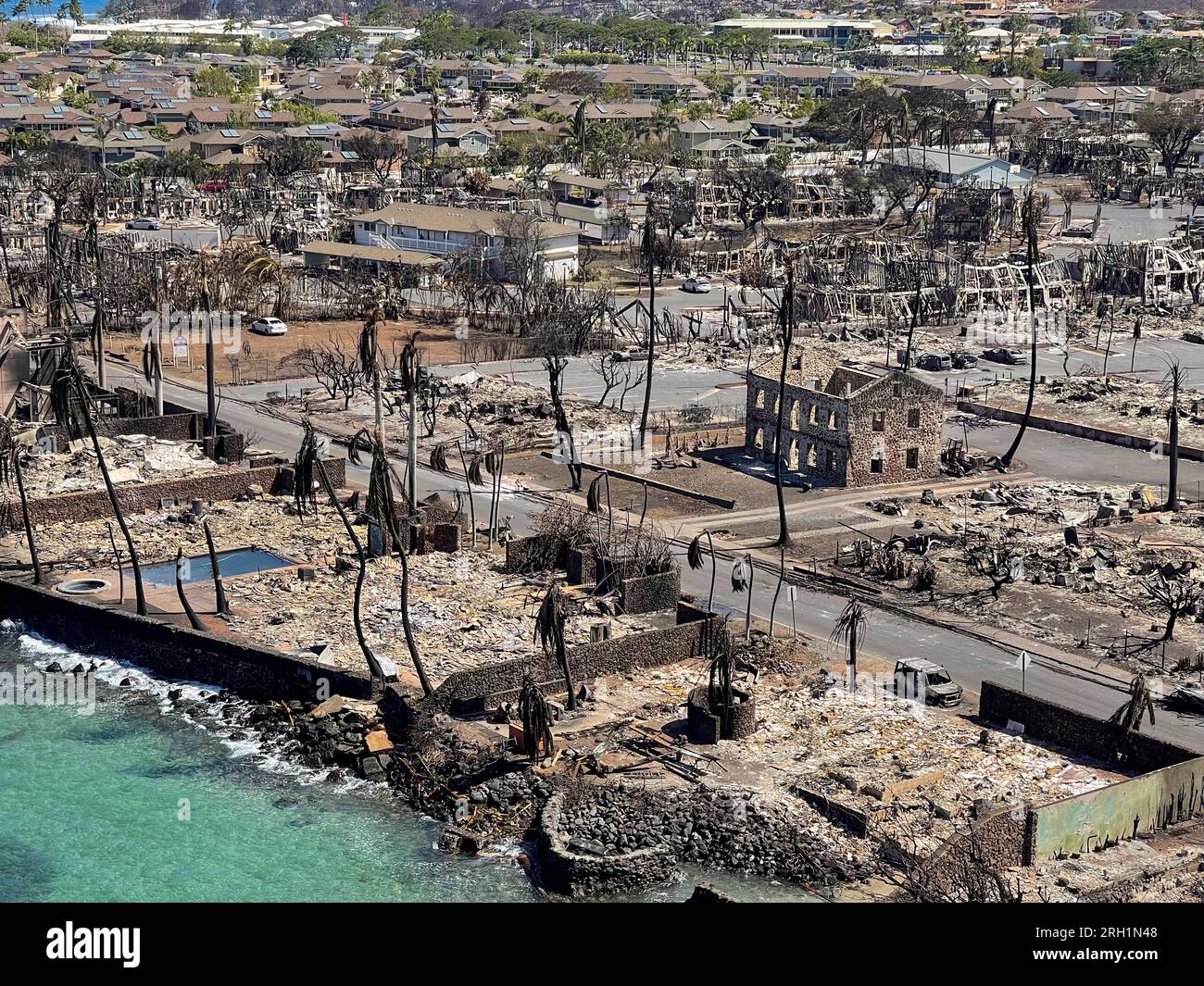 Aerial photographs of Lahaina, Hawaii after the catastrophic wildfires ...