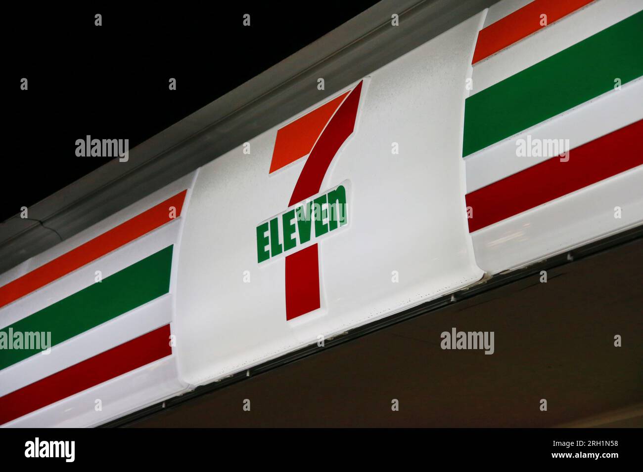 The logo of 7-Eleven is seen in Shinjuku Ward, Tokyo on June 15, 2022 ...