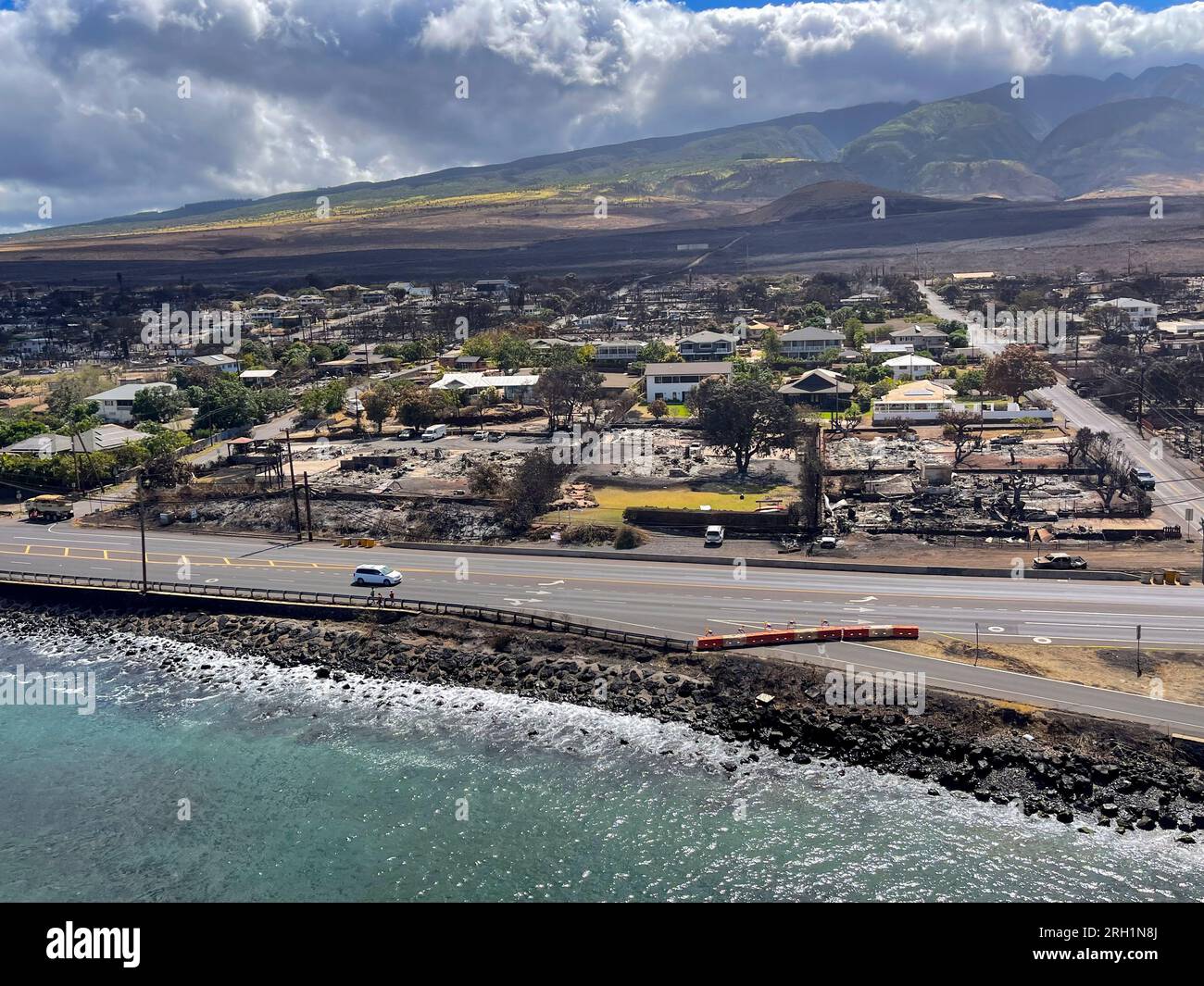 Aerial photographs of Lahaina, Hawaii after the catastrophic wildfires ...
