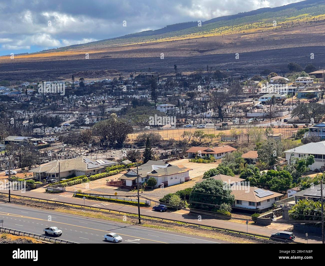 Aerial photographs of Lahaina, Hawaii after the catastrophic wildfires ...