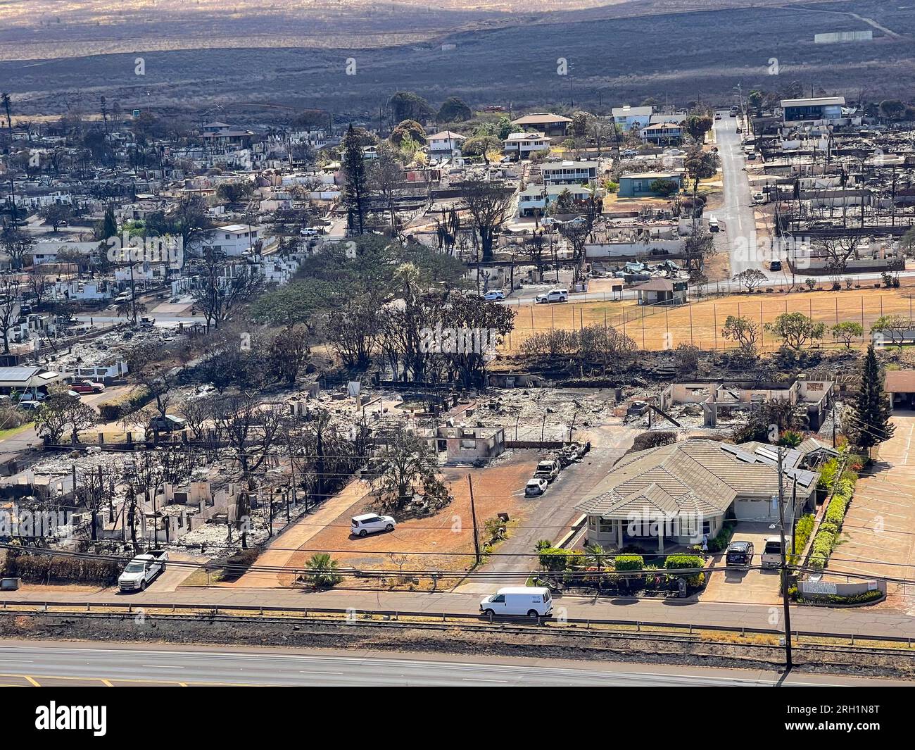 Aerial photographs of Lahaina, Hawaii after the catastrophic wildfires ...
