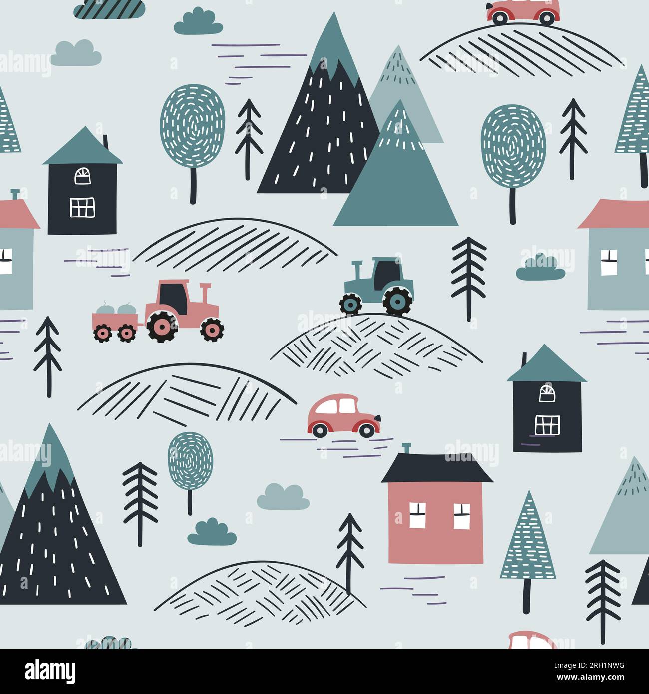 Scandinavian style. Seamless village pattern Stock Vector Image & Art ...