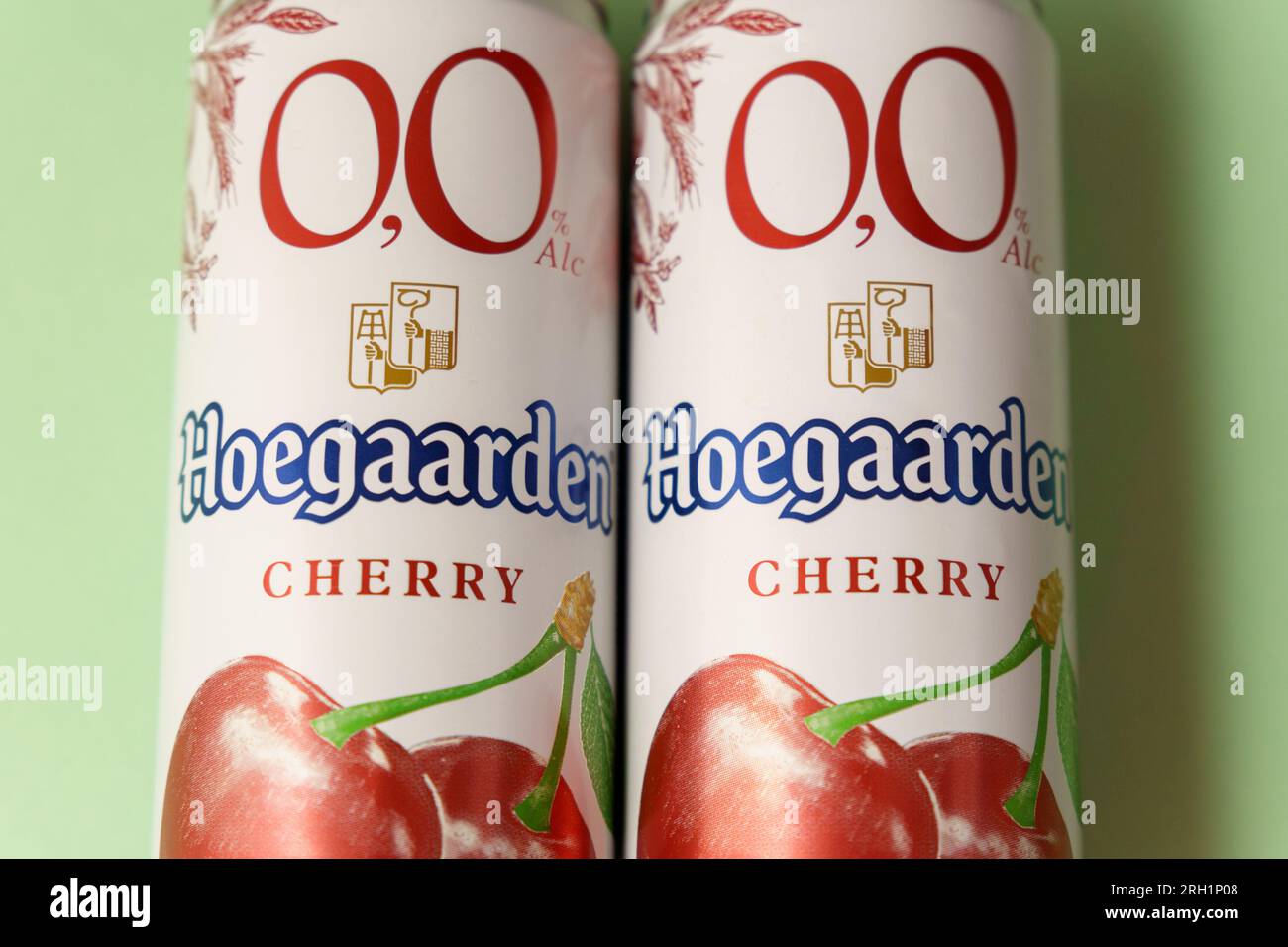 Tyumen, Russia-July 11, 2023: Belgian Hoegaarden beer with cherry ...