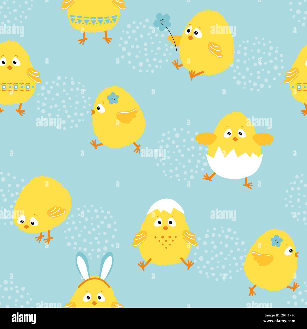Seamless cute chickens pattern. Vector background with funny chicks ...