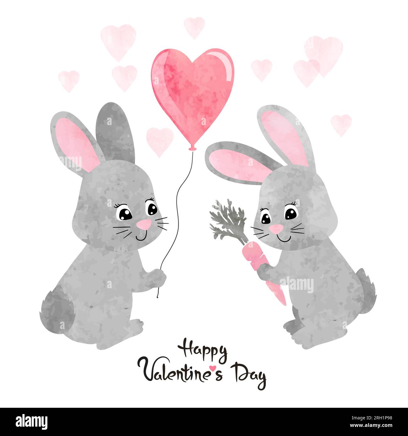 Watercolor bunny balloon Stock Vector Images - Alamy