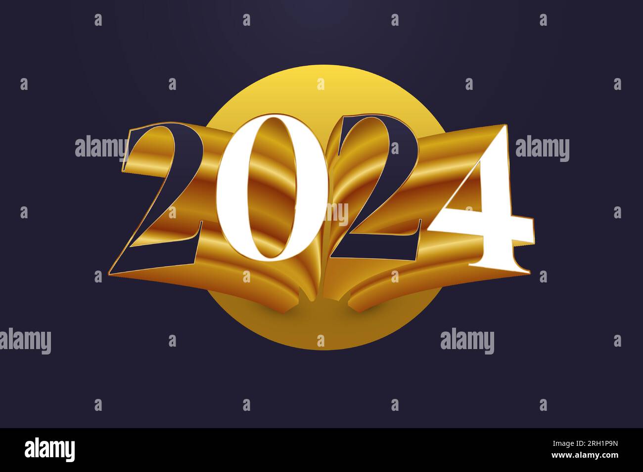 Elegant and Luxury New Year 2024 Banner or Poster Design with 3D Golden ...