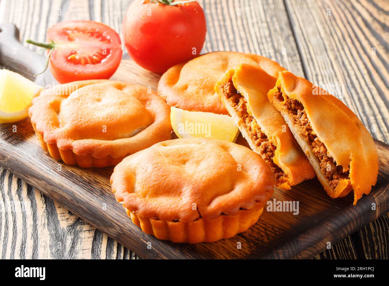Tielle Setoise is a Octopus and Tomato pies from Sete closeup on a ...