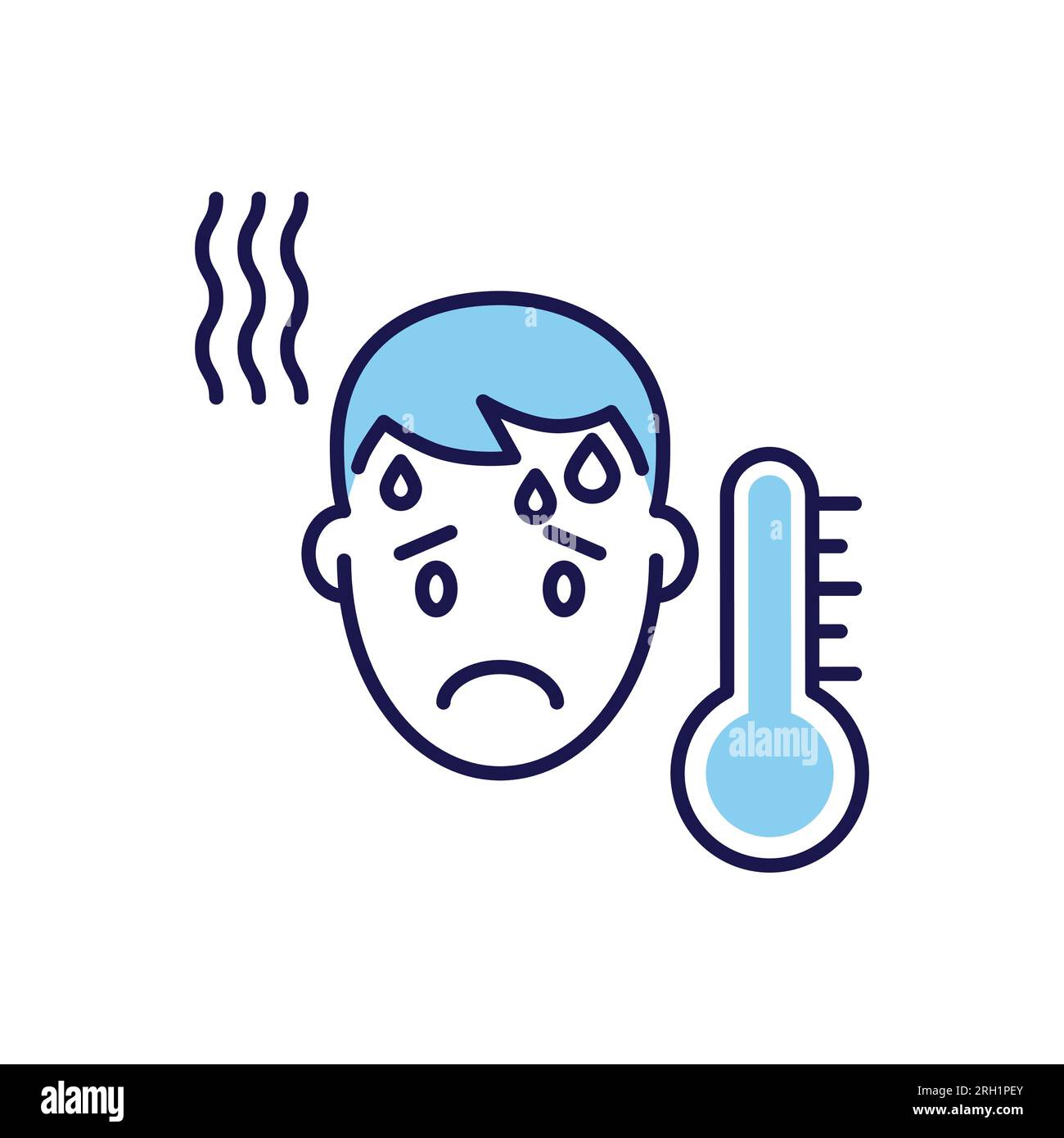 High body temperature related vector icon. Man head and high ...