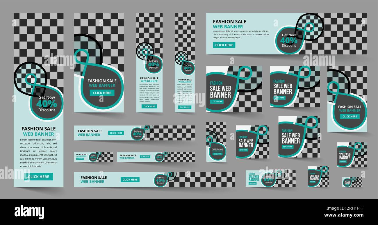 Fashion sales web ads banner bundle template design set, horizontal and ...