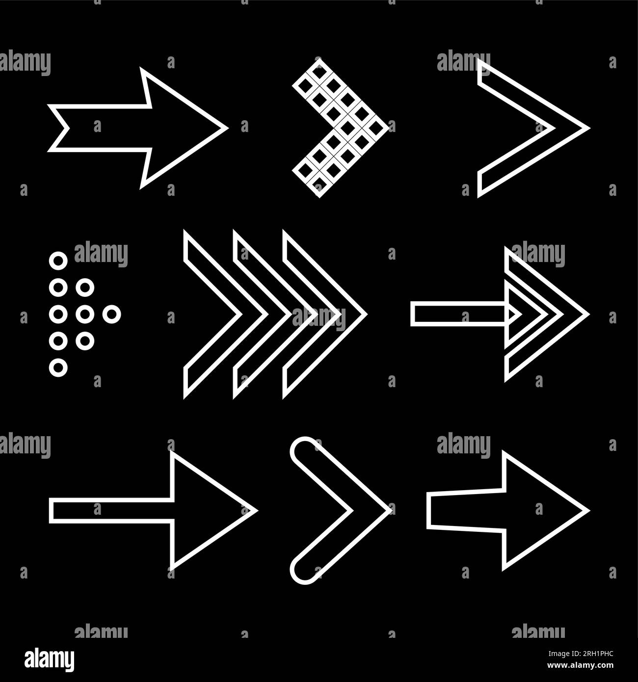 Icon Set of Flat Arrows. Isolated Arrow Icon Collection for Back and Next User Interface Icons ...