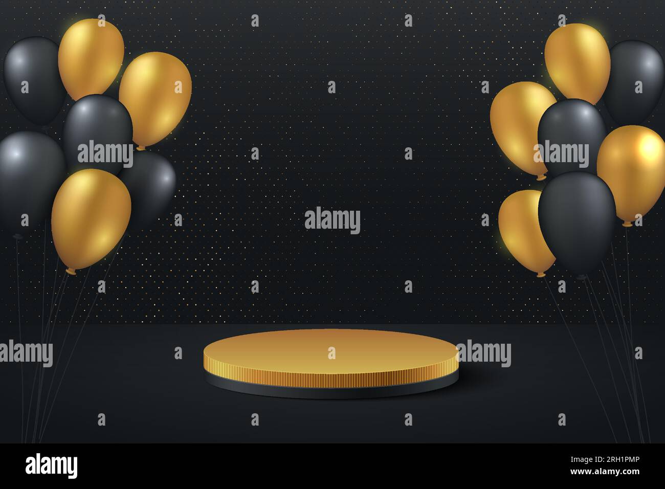 Luxury gold and black balloon background vector 3d rendering with ...