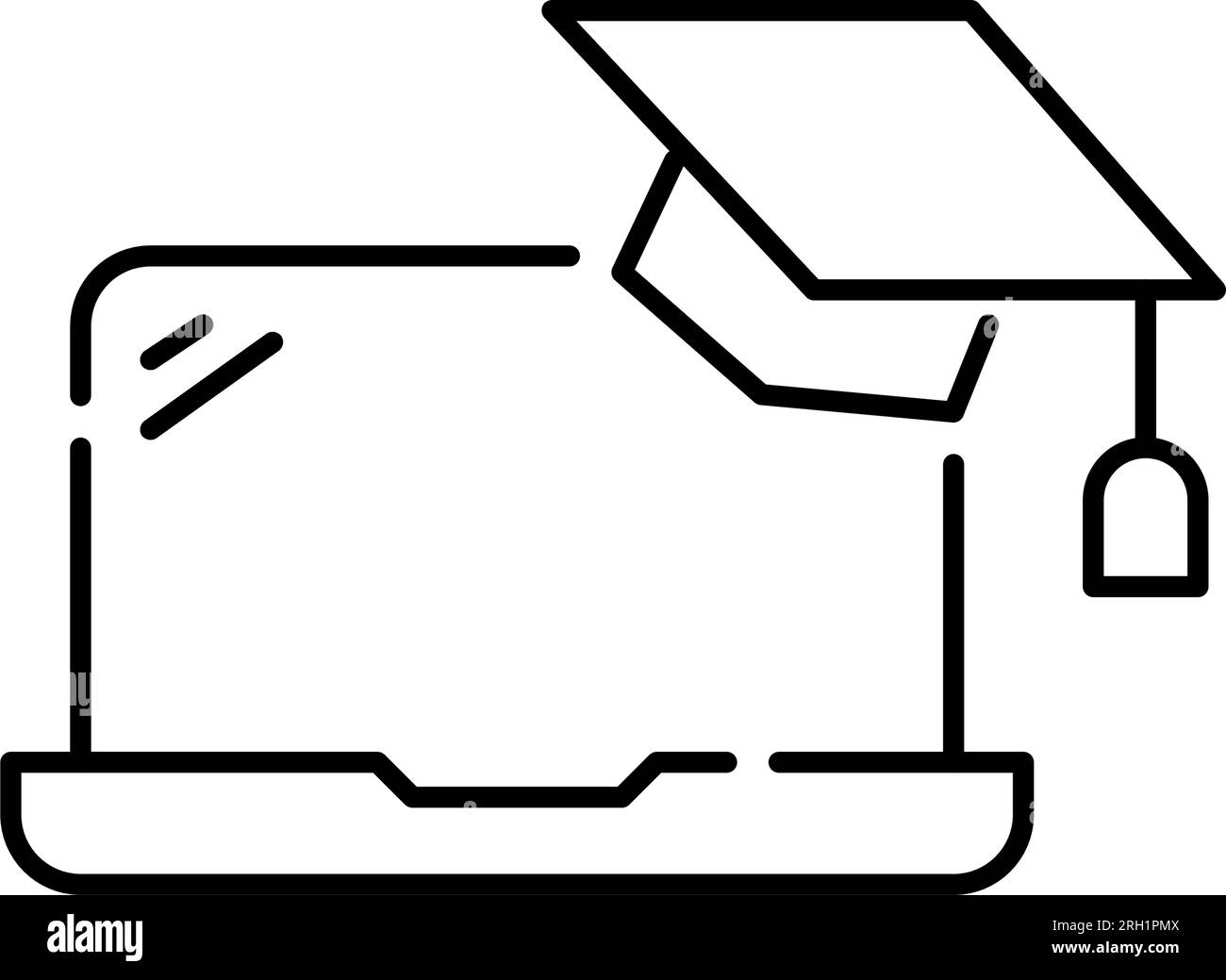 Online university education. Laptop with mortar board hat over it ...