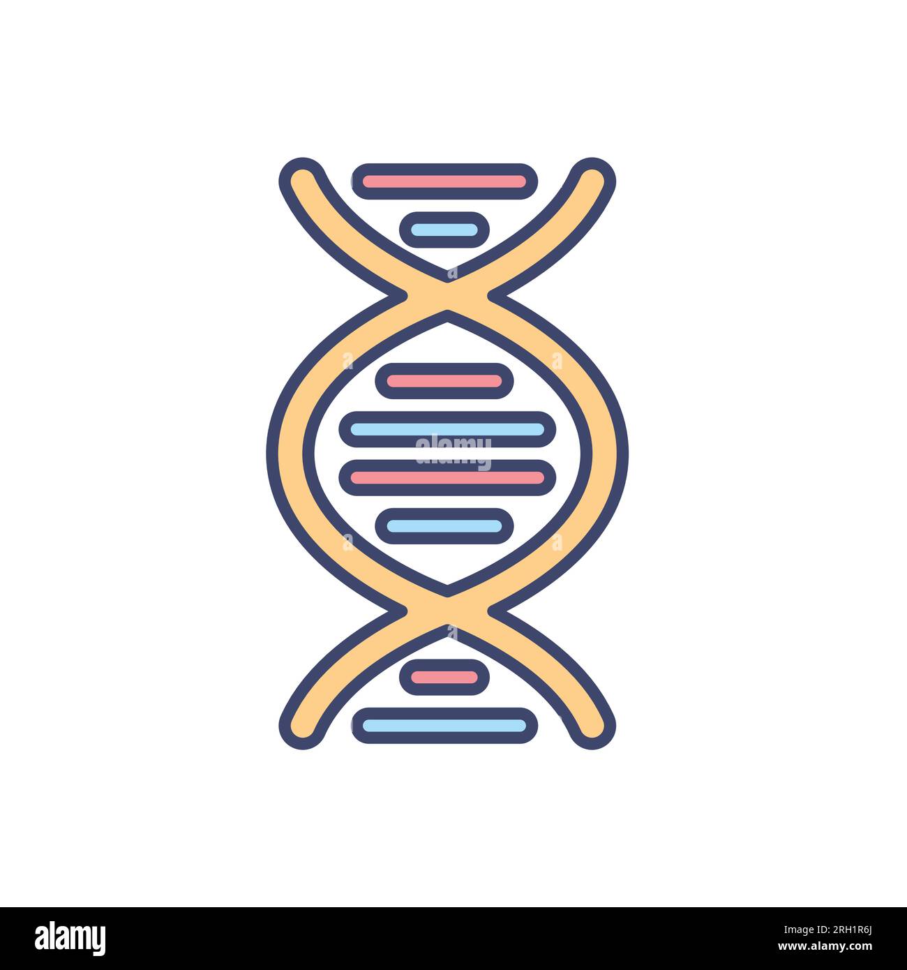 DNA related vector line icon. DNA helix linear icon. Deoxyribonucleic ...