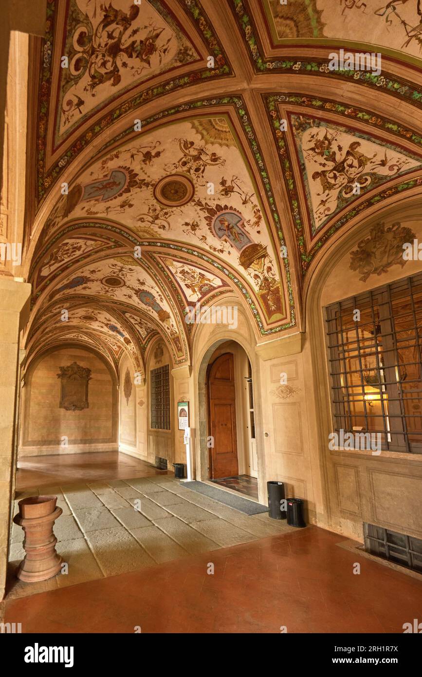 External arches of Medici villa in Poggio a Caiano, Italy Stock Photo ...