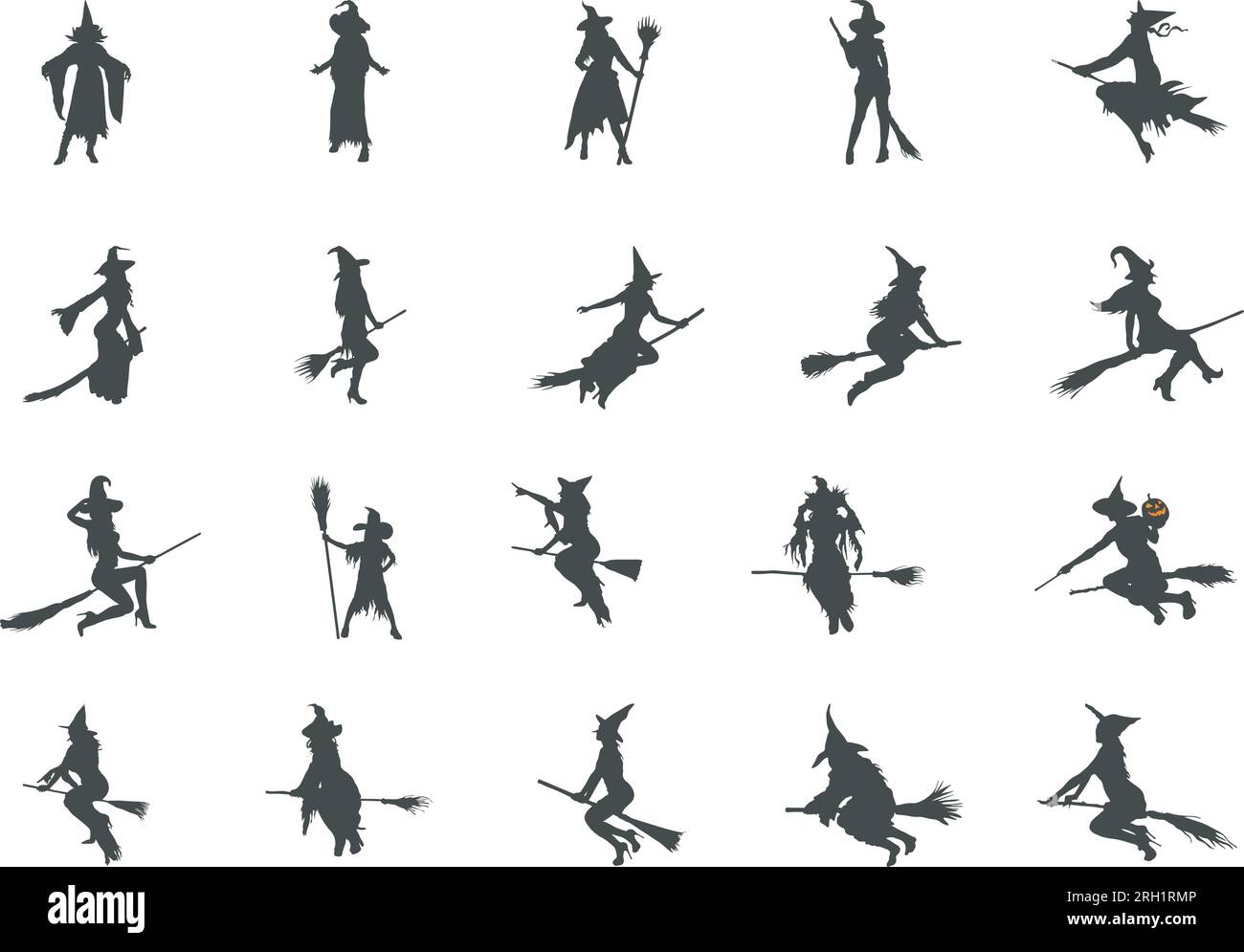 Witch silhouettes, Halloween witch silhouettes, Halloween witch's ...