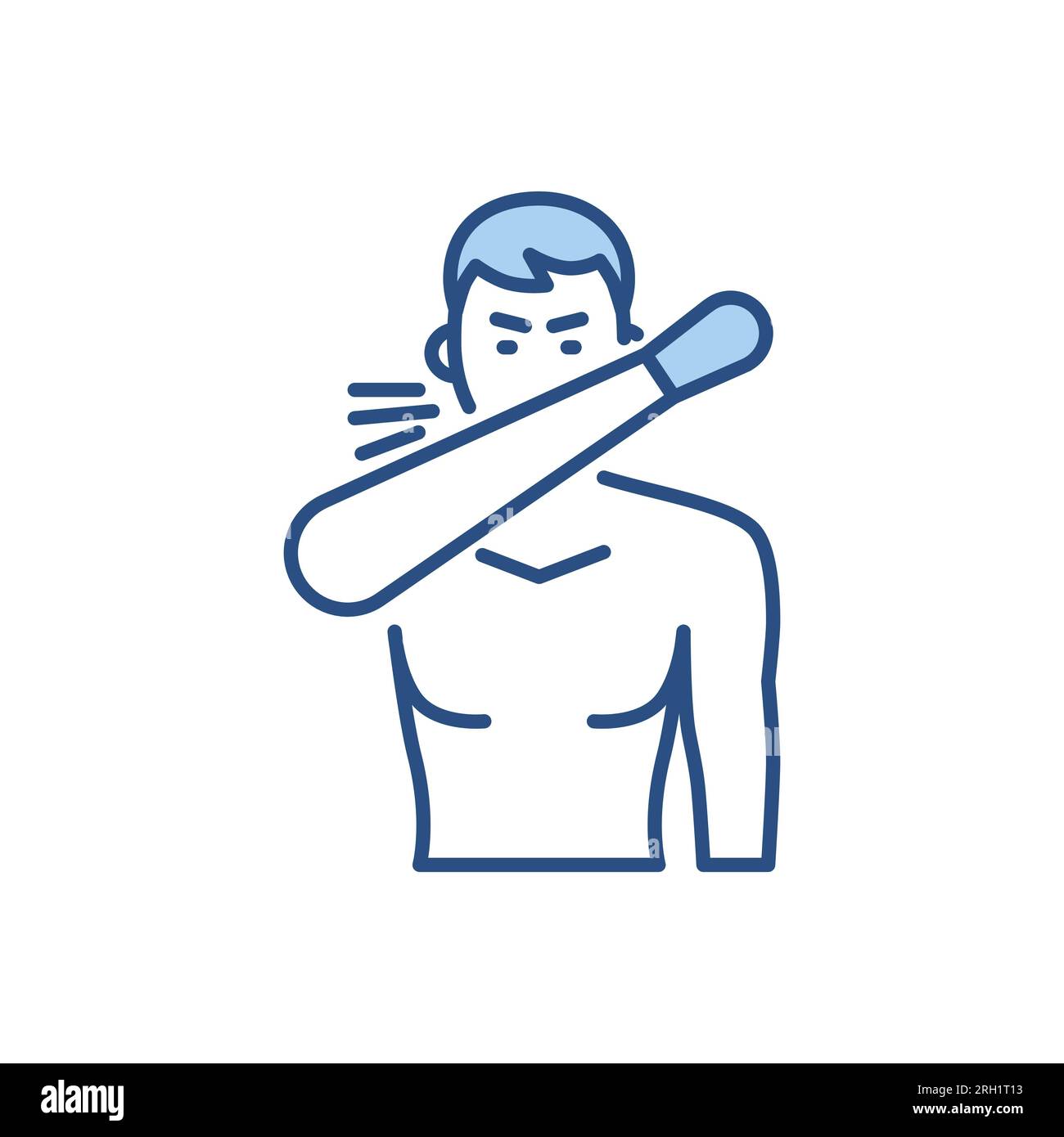 Cough related vector icon. Man coughs in palm hand. Isolated on white ...