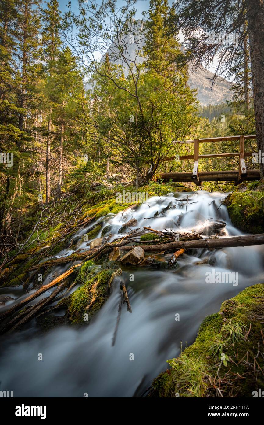 Top of the waterfall at Grassi Lakes trail in Canmore Stock Photo - Alamy