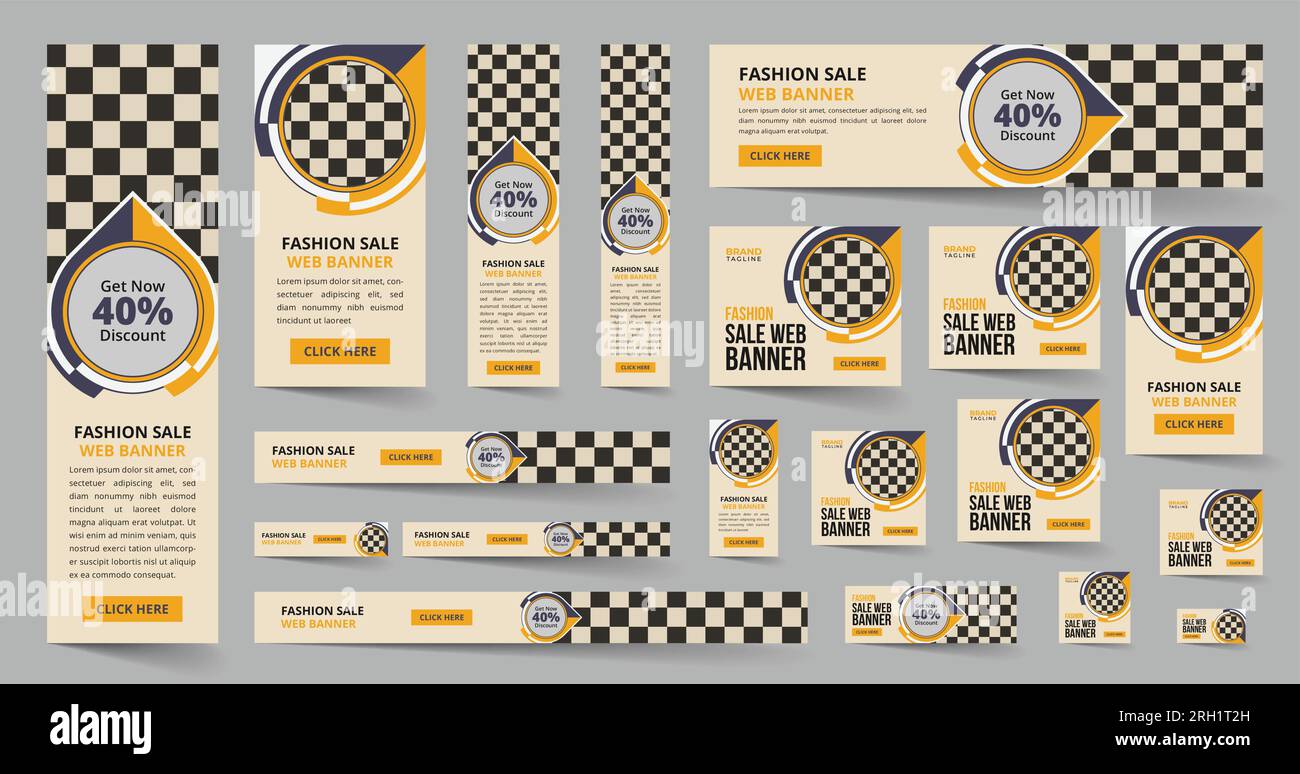 Fashion sales web ads banner bundle template design set, horizontal and ...