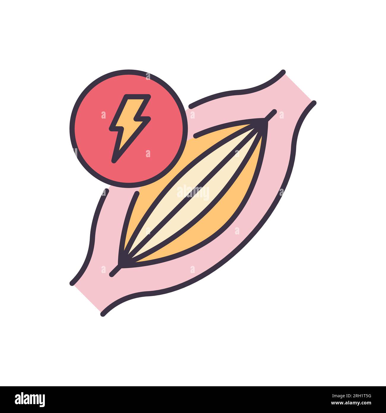 Muscle pain related vector icon. Muscle with lightning. Muscle pain ...