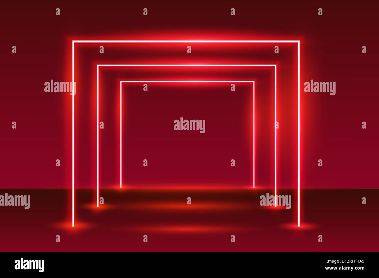 Neon show light podium red background. Vector illustration Stock Vector ...