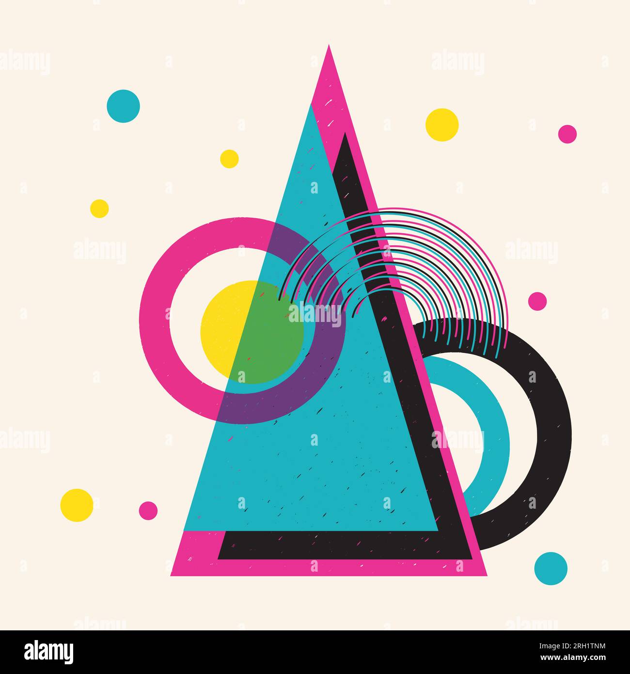 Abstract colorful geometric shapes, retro risograph effects illustration Stock Vector Image ...