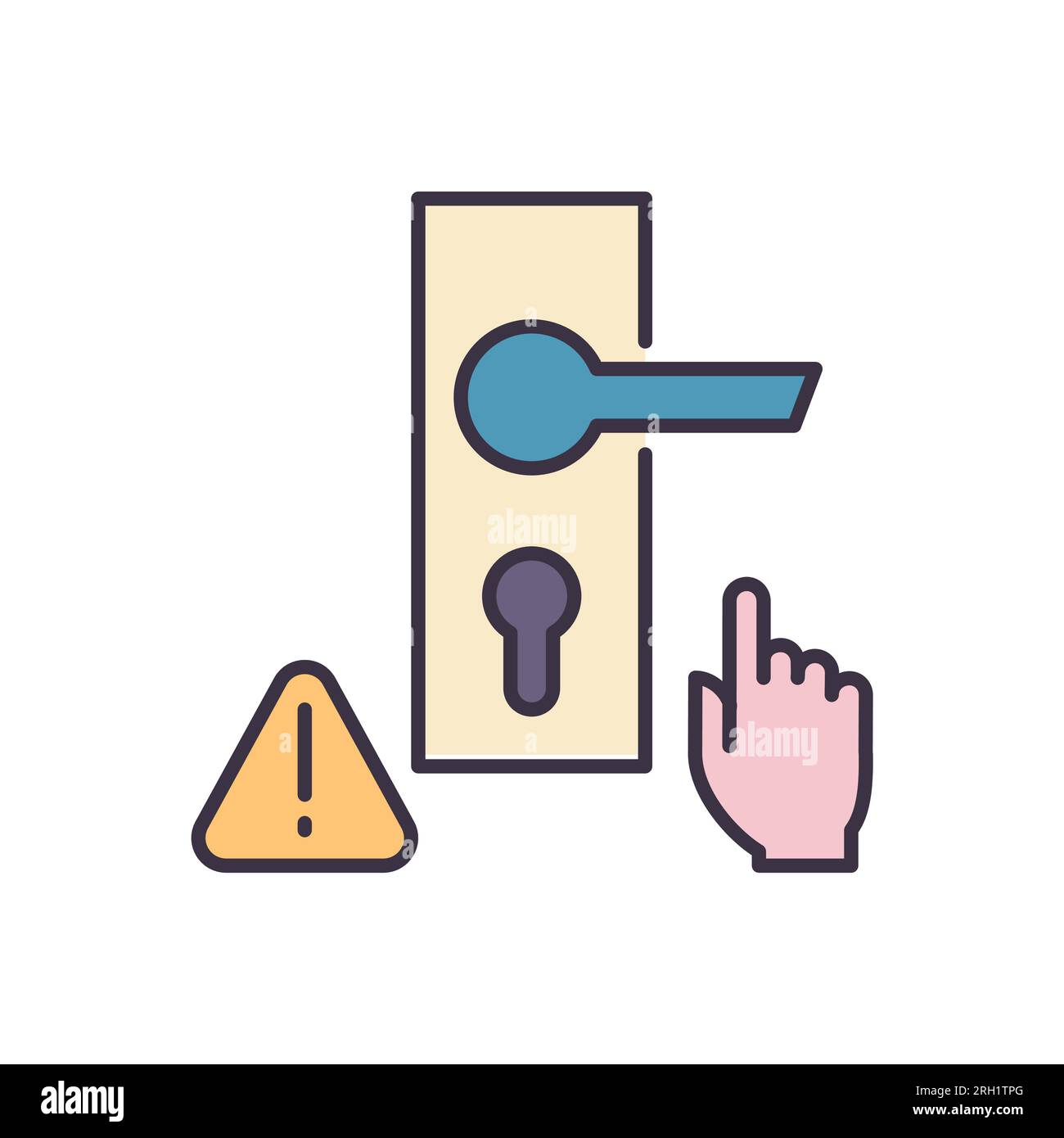 Do not touch door handle related vector icon. Doorknob, hand and ...