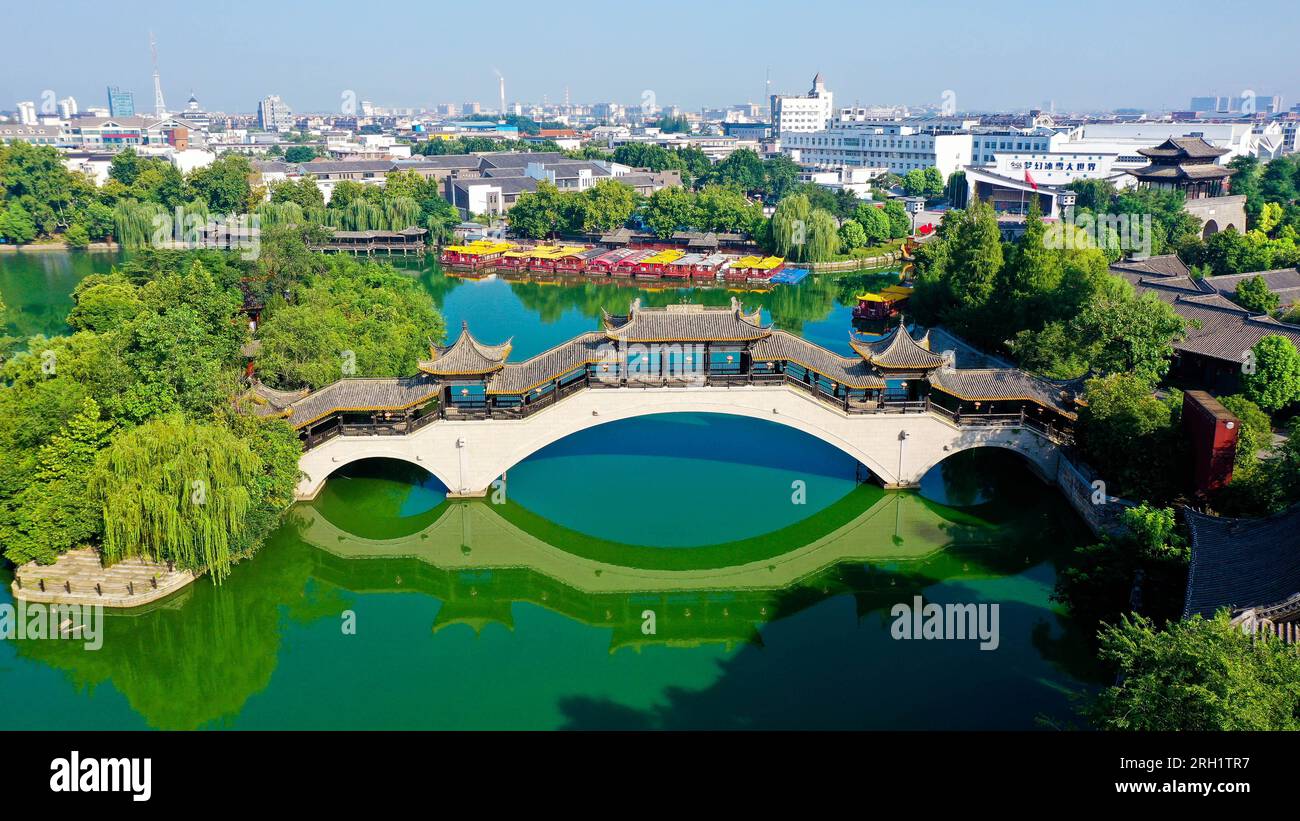 Jinan. 10th Aug, 2023. This aerial photo taken on Aug. 10, 2023 shows a ...