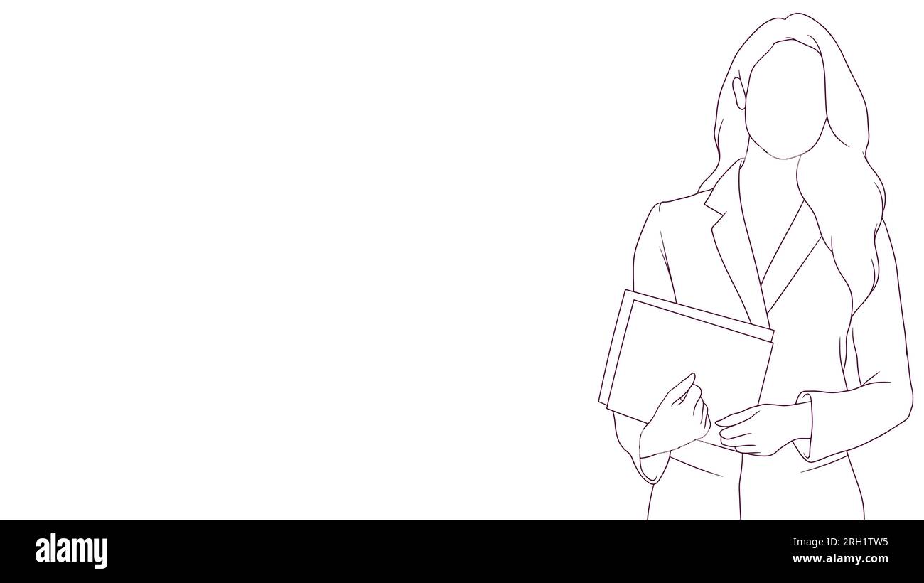 Empowered business woman carrying a note, hand drawn style vector ...