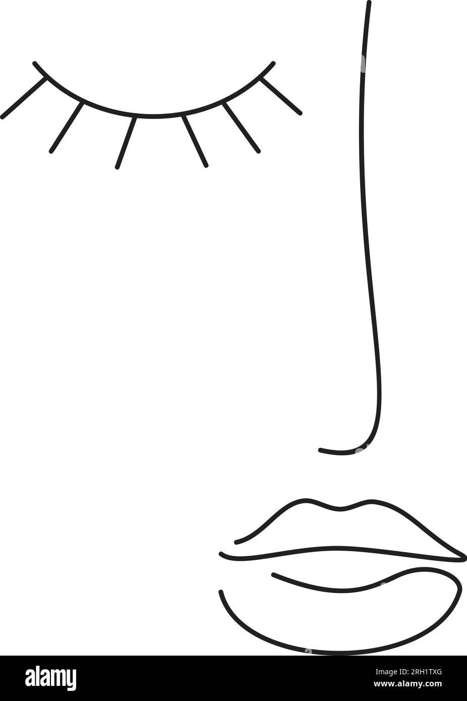 Contemporary abstract doodle line art human face, Picasso, Matisse ...