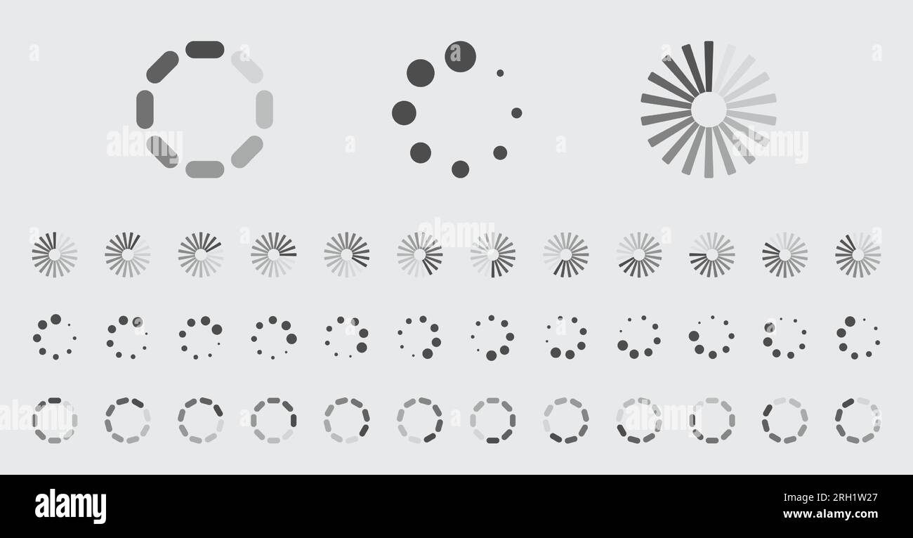 Circular Loading Buffering Icons Vector Set Video Ready for Animation Gif All Keyframes Frames ...