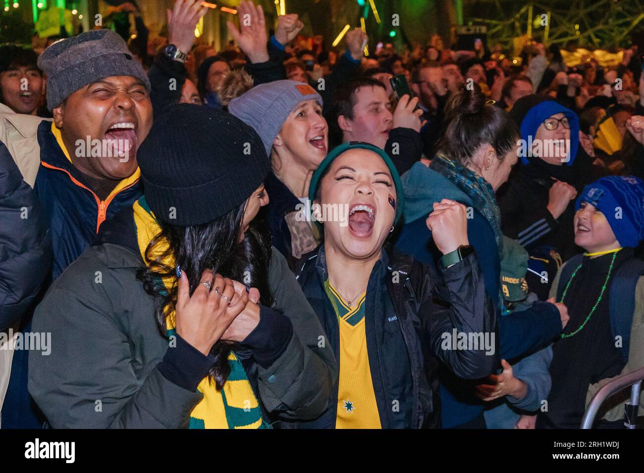 MELBOURNE, AUSTRALIA - AUGUST 12: Matildas fans at the Melbourne Fan ...