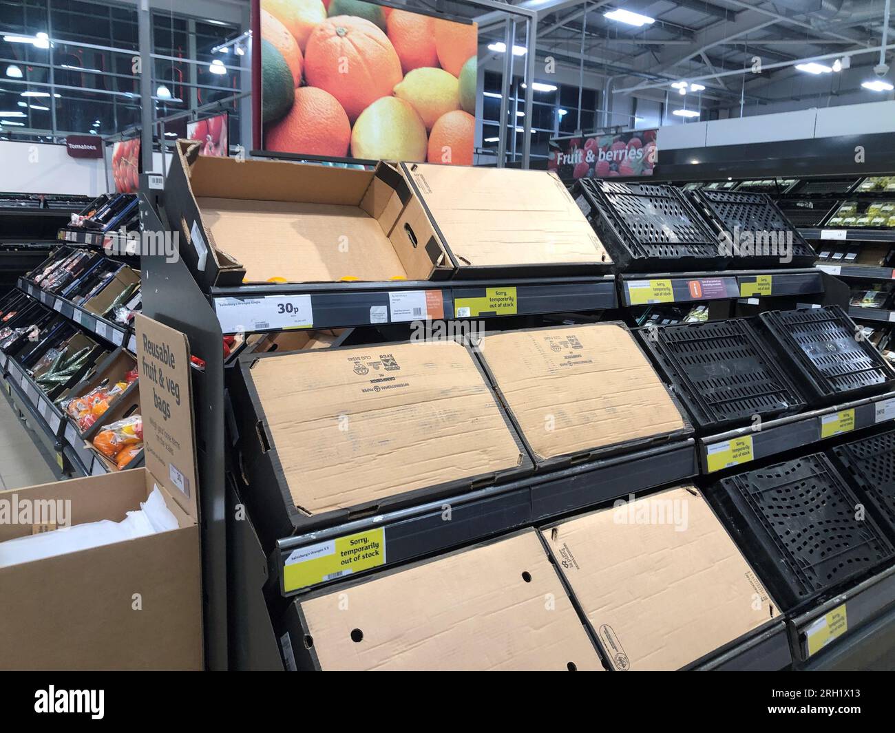 File photo dated 13/01/2021 of empty food shelves in Sainsbury's store ...