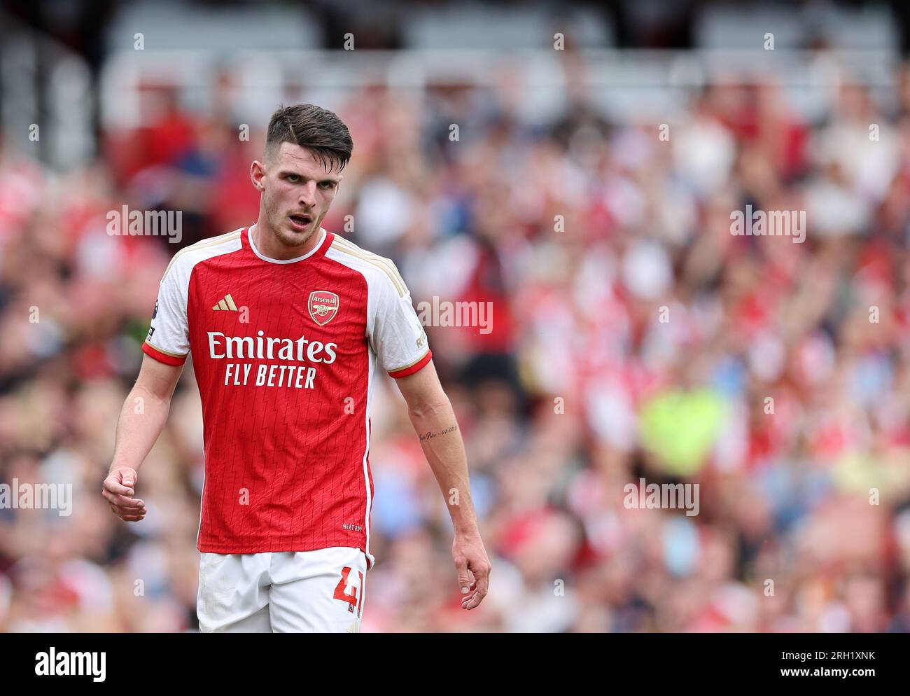London, UK. 12th Aug, 2023. Declan Rice of Arsenal during the Premier ...
