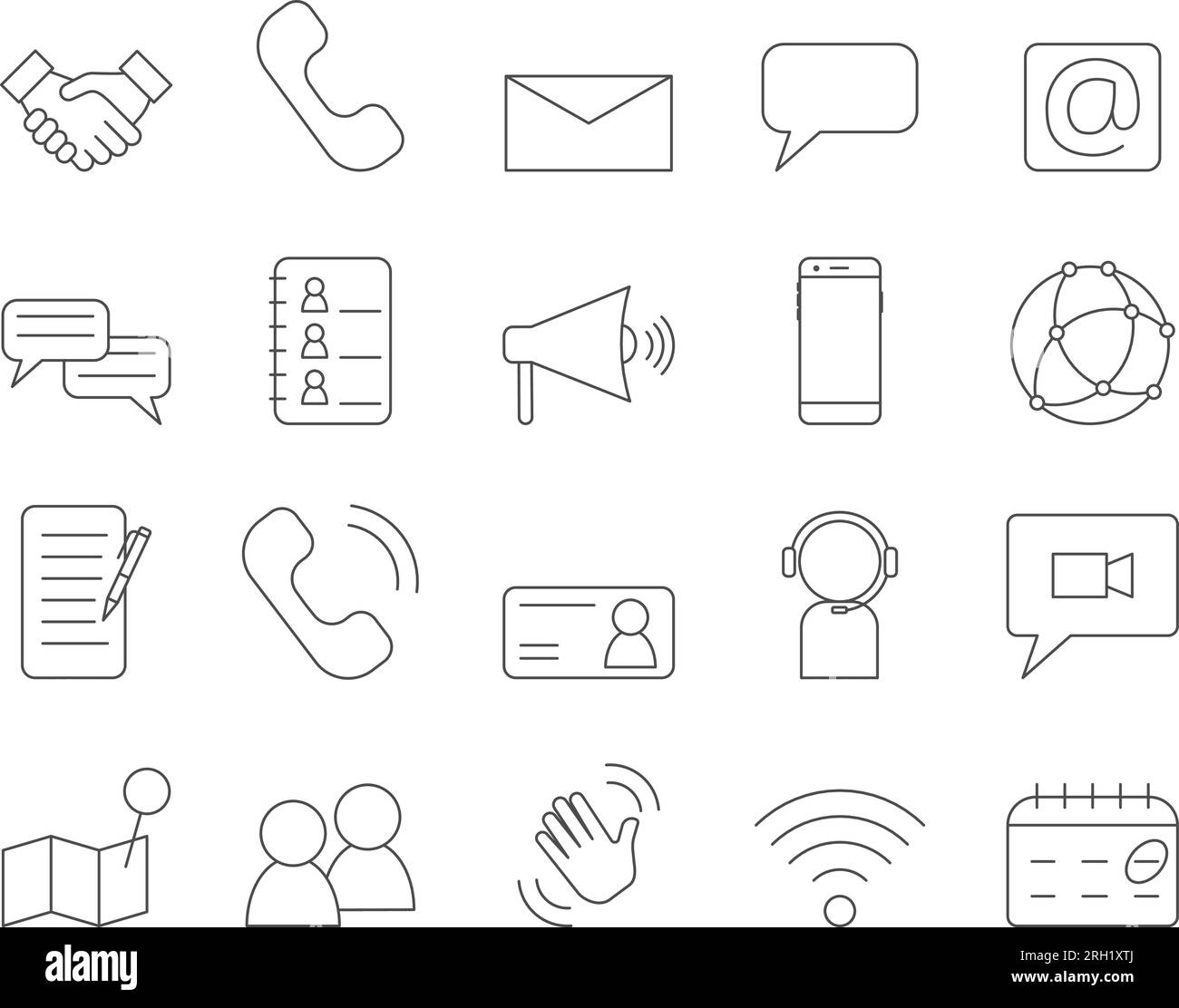 Contact Icons Set. Contact Us, Message, Phone, E-mail. Editable Stroke ...
