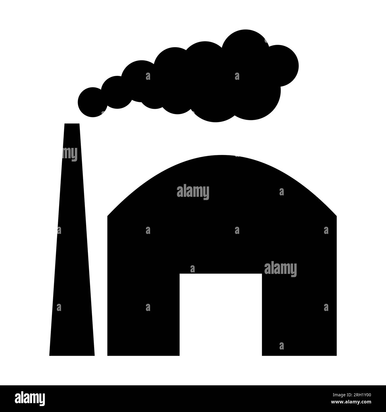 Garbage recycling plant, industrial factory hangar with smoking chimney ...