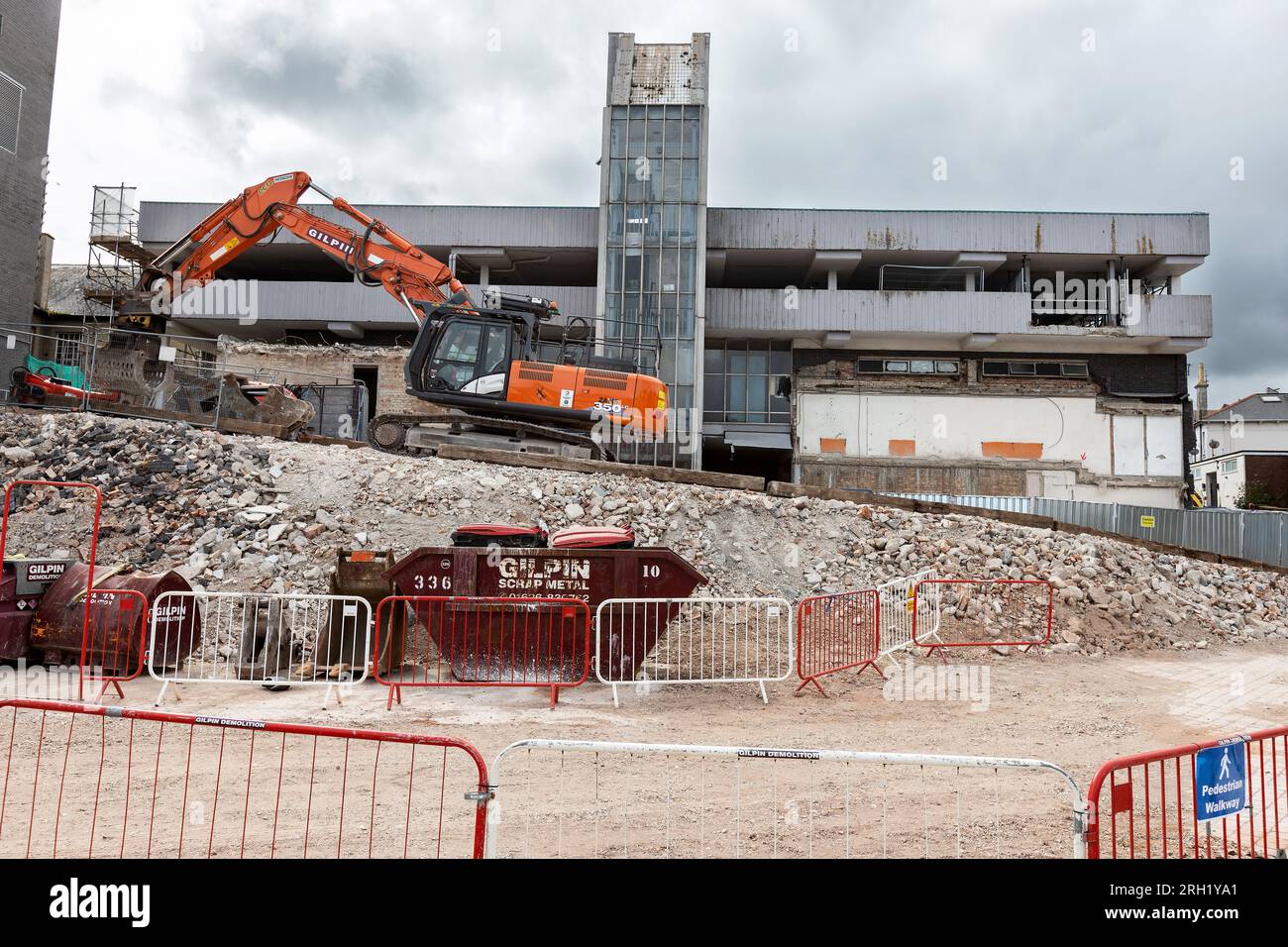 The demolition takes place of the Crossways shopping centre, Paignton ...