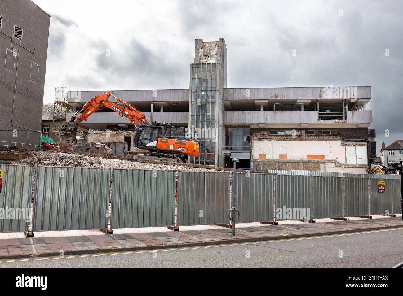 The demolition takes place of the Crossways shopping centre, Paignton ...