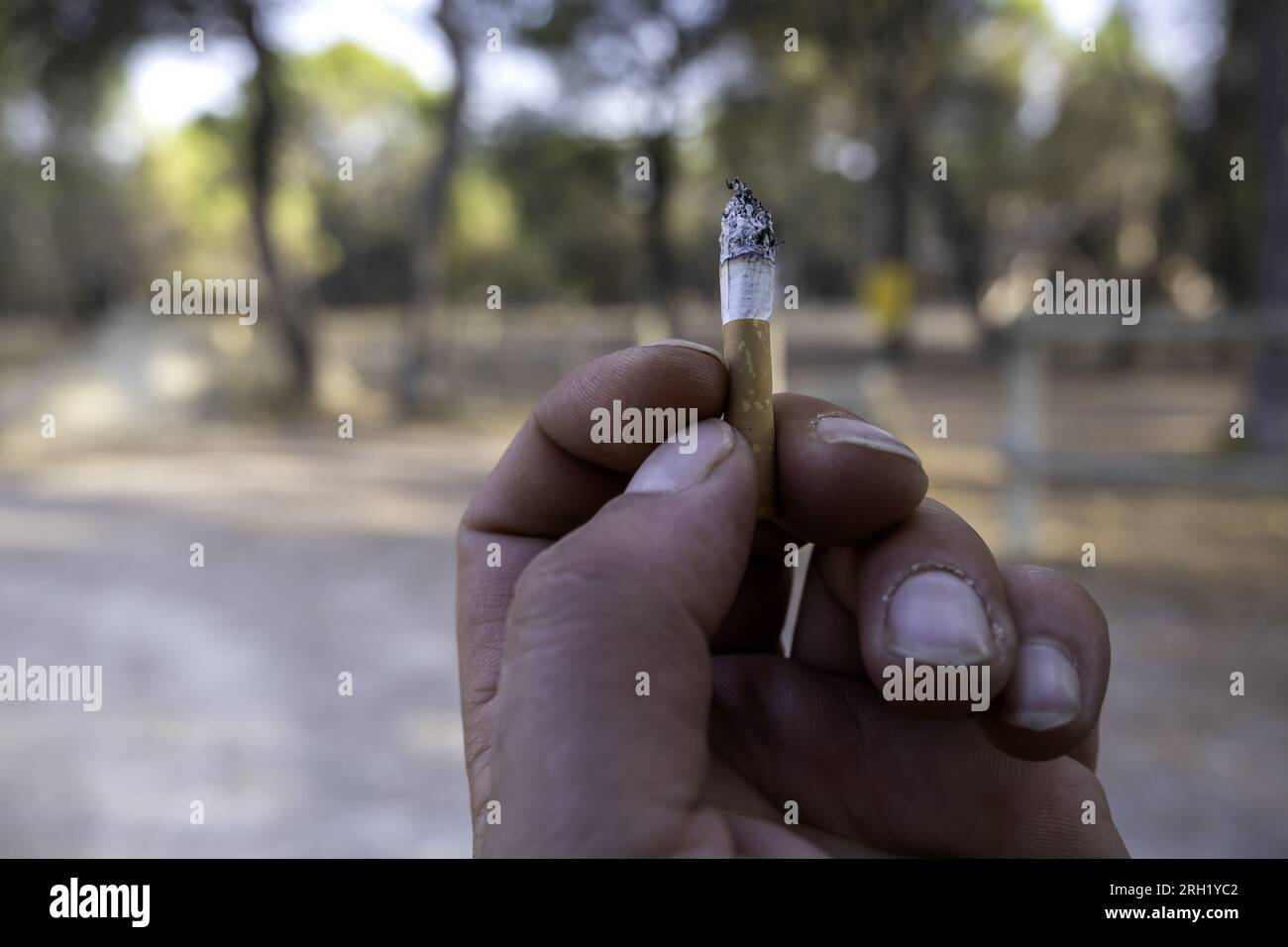 Detail of man smoking tobacco, addiction and health problem Stock Photo ...