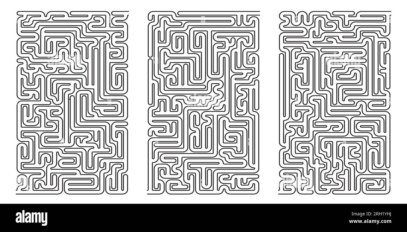 Set vector mazes isolated on white background. Education logic game labyrinth for kids. With the ...