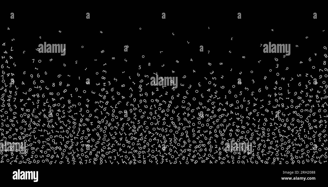 Falling Numbers Big Data Concept Binary White Random Flying Digits Powerful Futuristic Banner