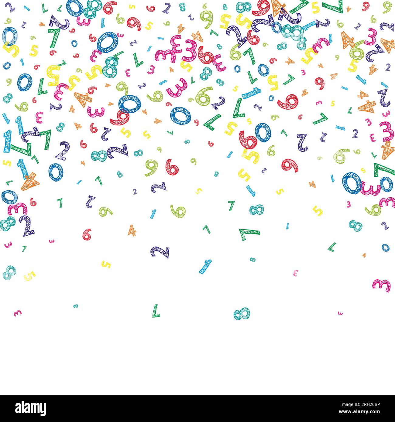 Falling colorful messy numbers. Math study concept with flying digits ...